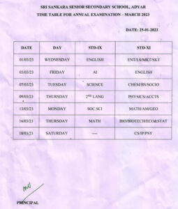 Examination - Sri Sankara Adyar CBSE