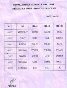 Examination - Sri Sankara Adyar CBSE